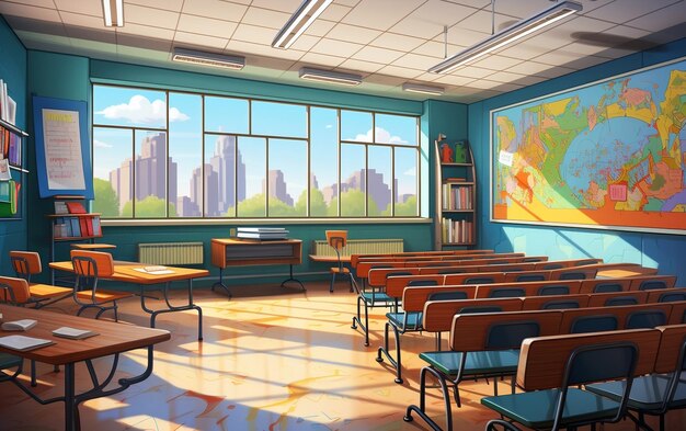 Premium AI Image | cartoon empty elementary or high school college ... Premium AI Image | cartoon empty elementary or high school college ...