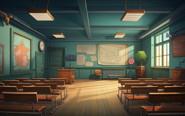 Premium AI Image | cartoon empty elementary or high school college ... Premium AI Image | cartoon empty elementary or high school college ...
