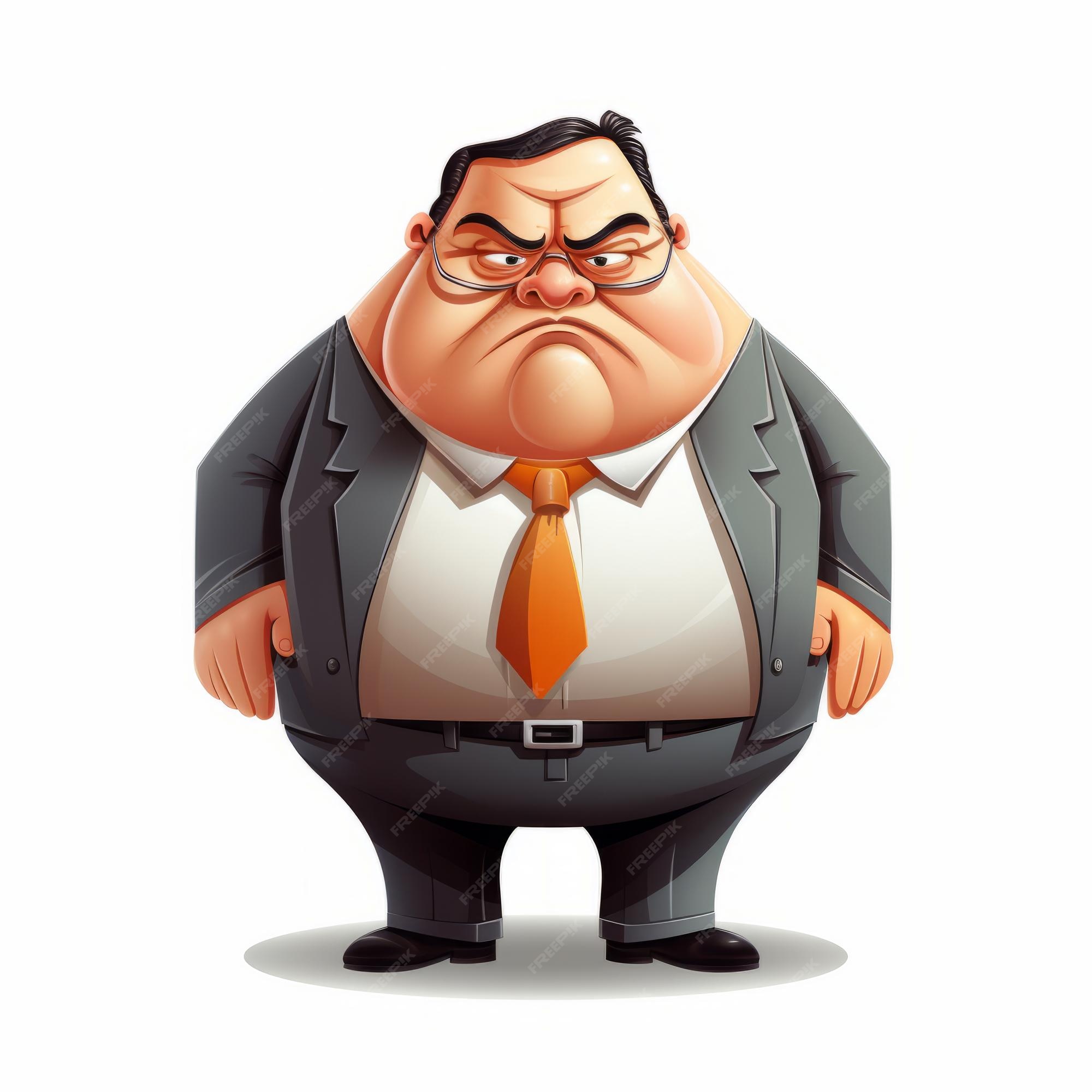 Cartoon Fat Man In Business Suit And Tie Premium Ai Generated Image
