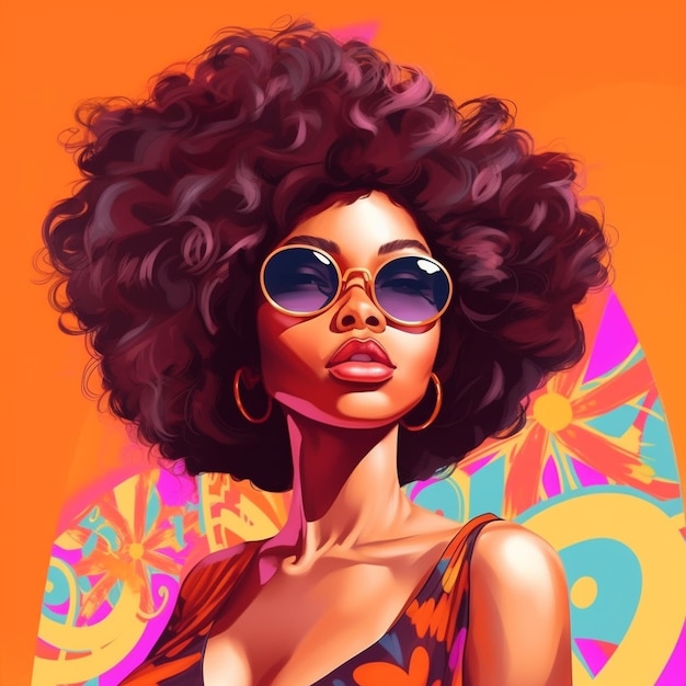 Premium Photo Cartoon Image Of Beautiful Black Woman Colorful Front