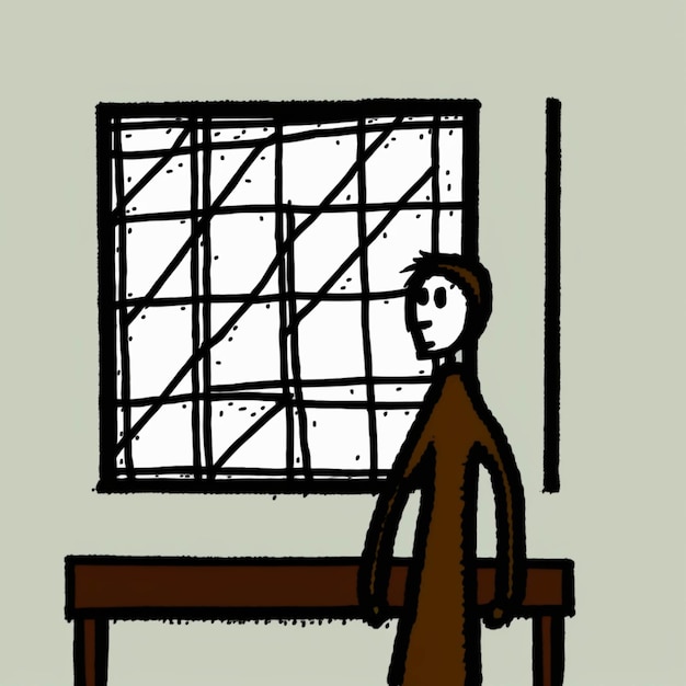 Premium Ai Image Cartoon Of A Man Standing In Front Of A Window With