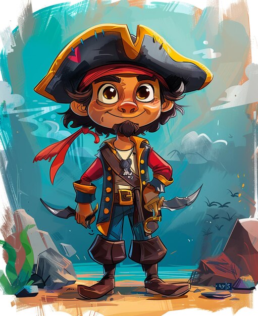 A Cartoon Of A Pirate With A Pirate Hat And A Pirate Hat Premium Ai Generated Image