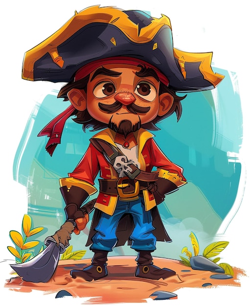 A Cartoon Of A Pirate With A Pirate Hat And A Pirate Hat Premium Ai Generated Image