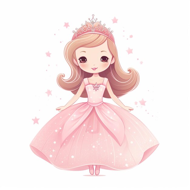 Premium Ai Image Cartoon Princess In Pink Dress With Stars And Crown