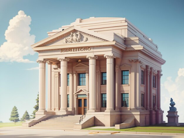 Premium AI Image | Cartoon Retro Bank Building or Courthouse with ... Premium AI Image | Cartoon Retro Bank Building or Courthouse with ...