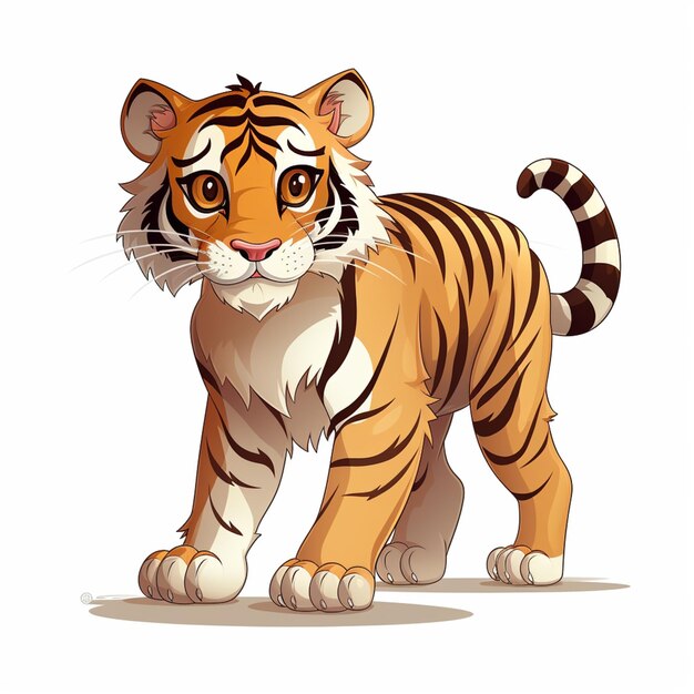 Premium AI Image | Cartoon tiger standing on a white background ... Premium AI Image | Cartoon tiger standing on a white background ...
