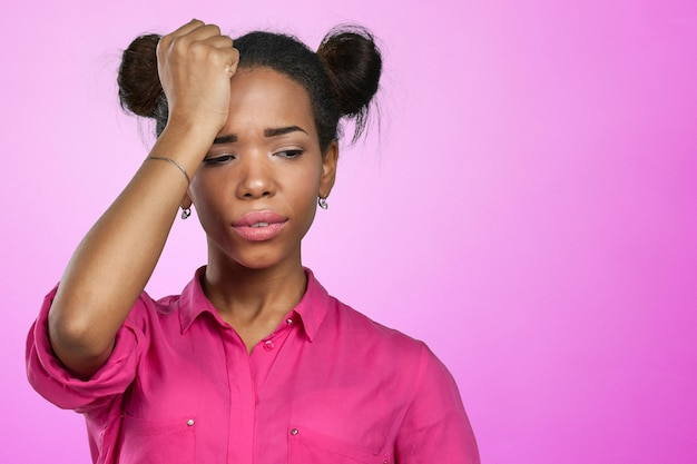 Premium Photo | Casual black woman with headache Premium Photo | Casual black woman with headache