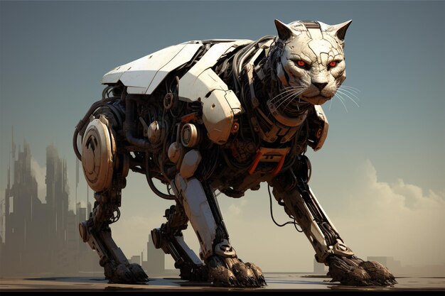 Premium Ai Image Cat Robot Black