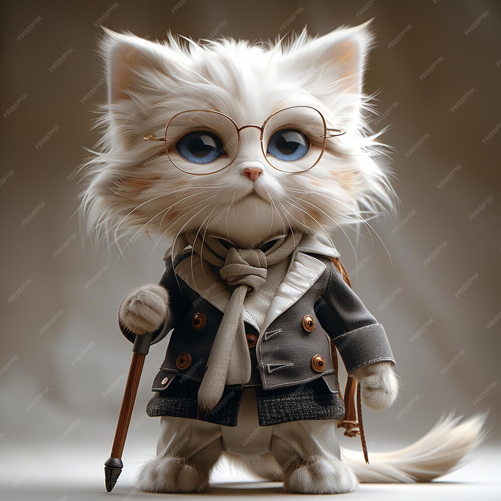 Premium Photo A Cat With Glasses And A Jacket That Says Cat In Glasses