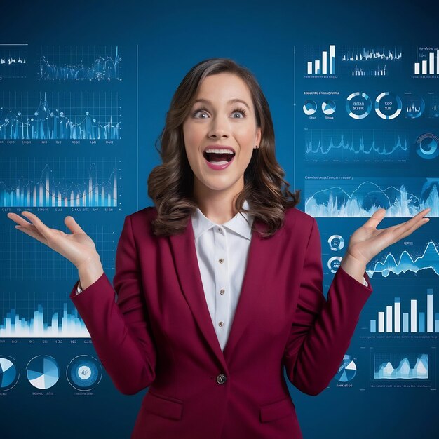 Caucasian advisor financial business analytics woman with data ... Caucasian advisor financial business analytics woman with data ...