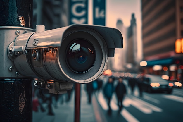 Premium AI Image | Cctv camera or surveillance operating on street and ... Premium AI Image | Cctv camera or surveillance operating on street and ...