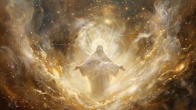 Premium Photo | Celestial Ascension ethereal figure light nebula golden ... Premium Photo | Celestial Ascension ethereal figure light nebula golden ...