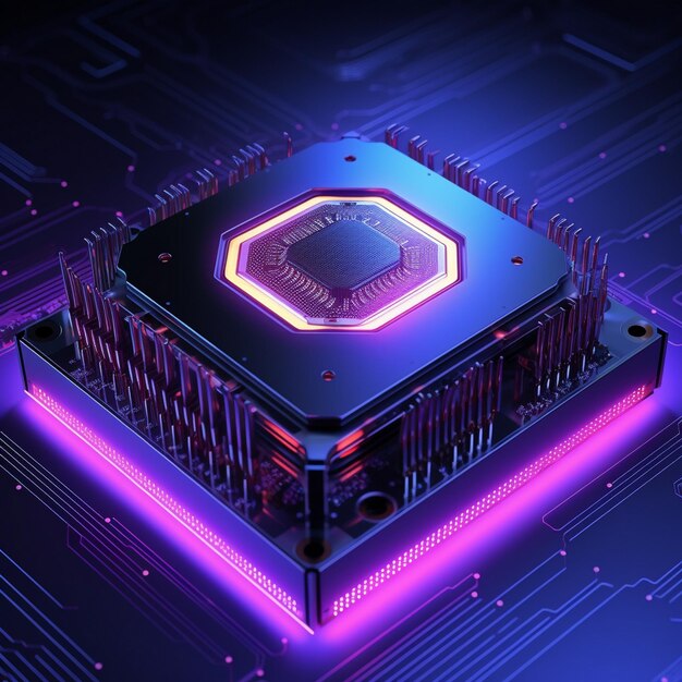 Premium AI Image | Central computer processor with neon lights ... Premium AI Image | Central computer processor with neon lights ...