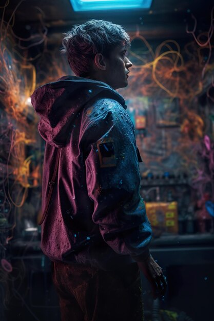 Premium AI Image | Character discovering hidden underground lab ai generate Premium AI Image | Character discovering hidden underground lab ai generate