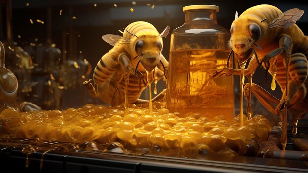 Premium AI Image | Characters Engaged in Honey Extraction Premium AI Image | Characters Engaged in Honey Extraction