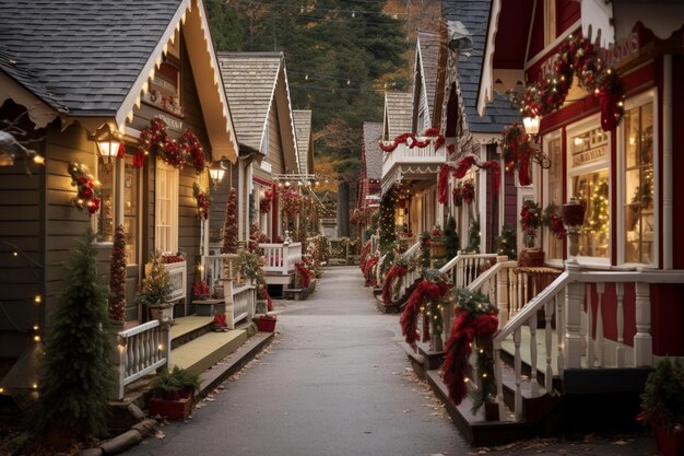 Charming Fall Village Street with Festive Decorations | Premium AI ... Charming Fall Village Street with Festive Decorations | Premium AI ...