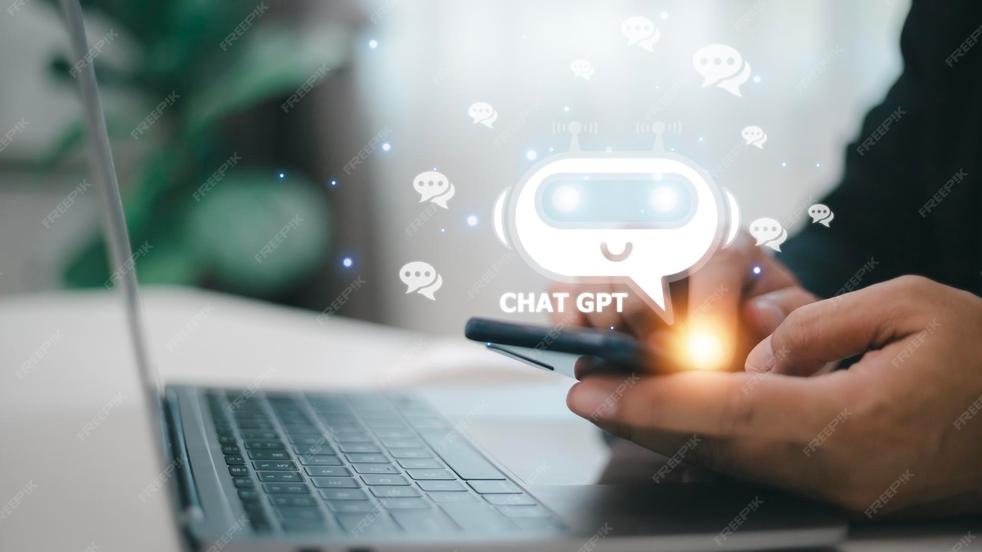 Premium Photo | Chatgpt chat with ai or artificial intelligence man chatting with a smart ai or ...