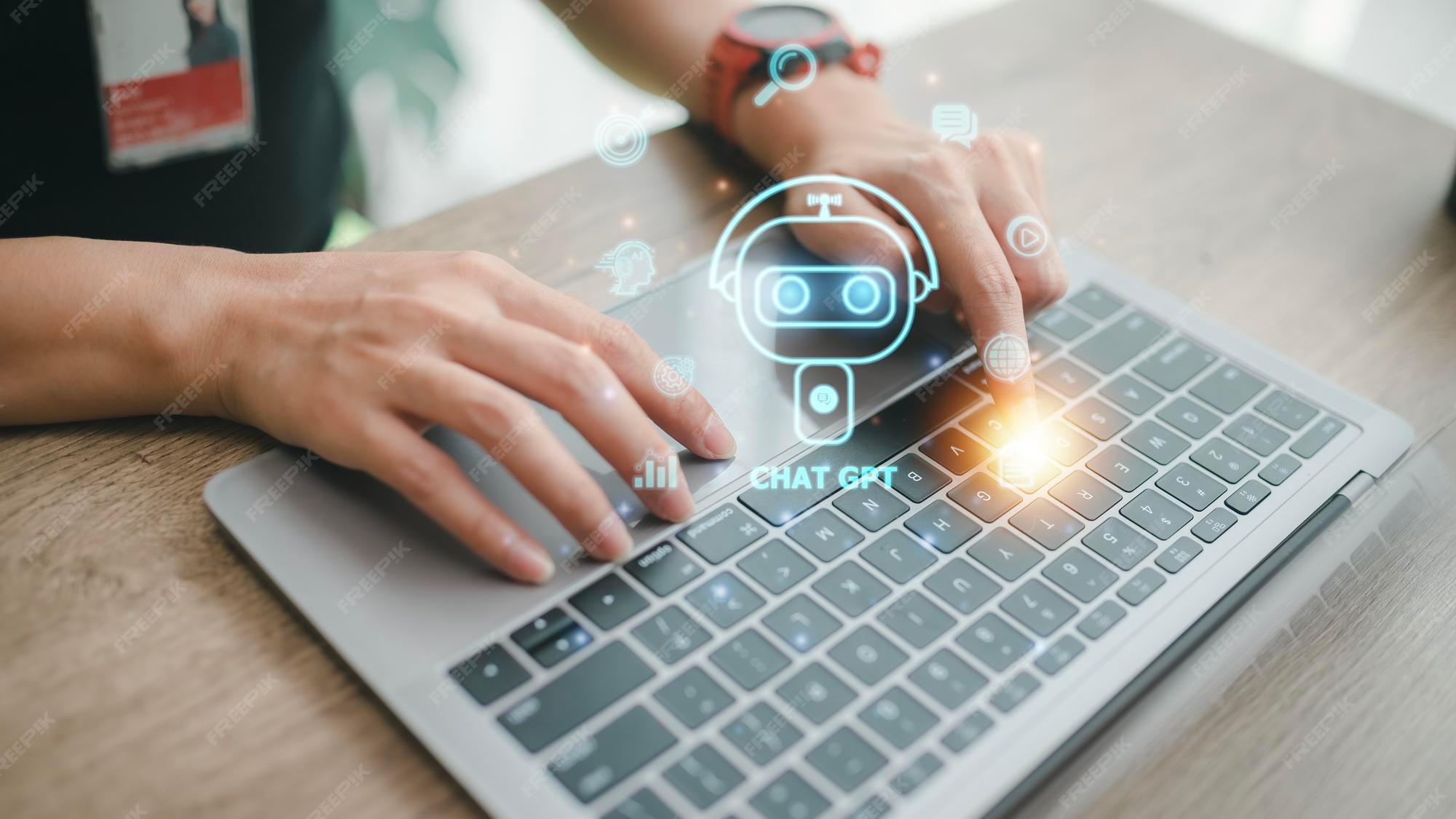 Premium Photo | ChatGPT Chat with AI or Artificial Intelligence woman chatting with a smart AI ...