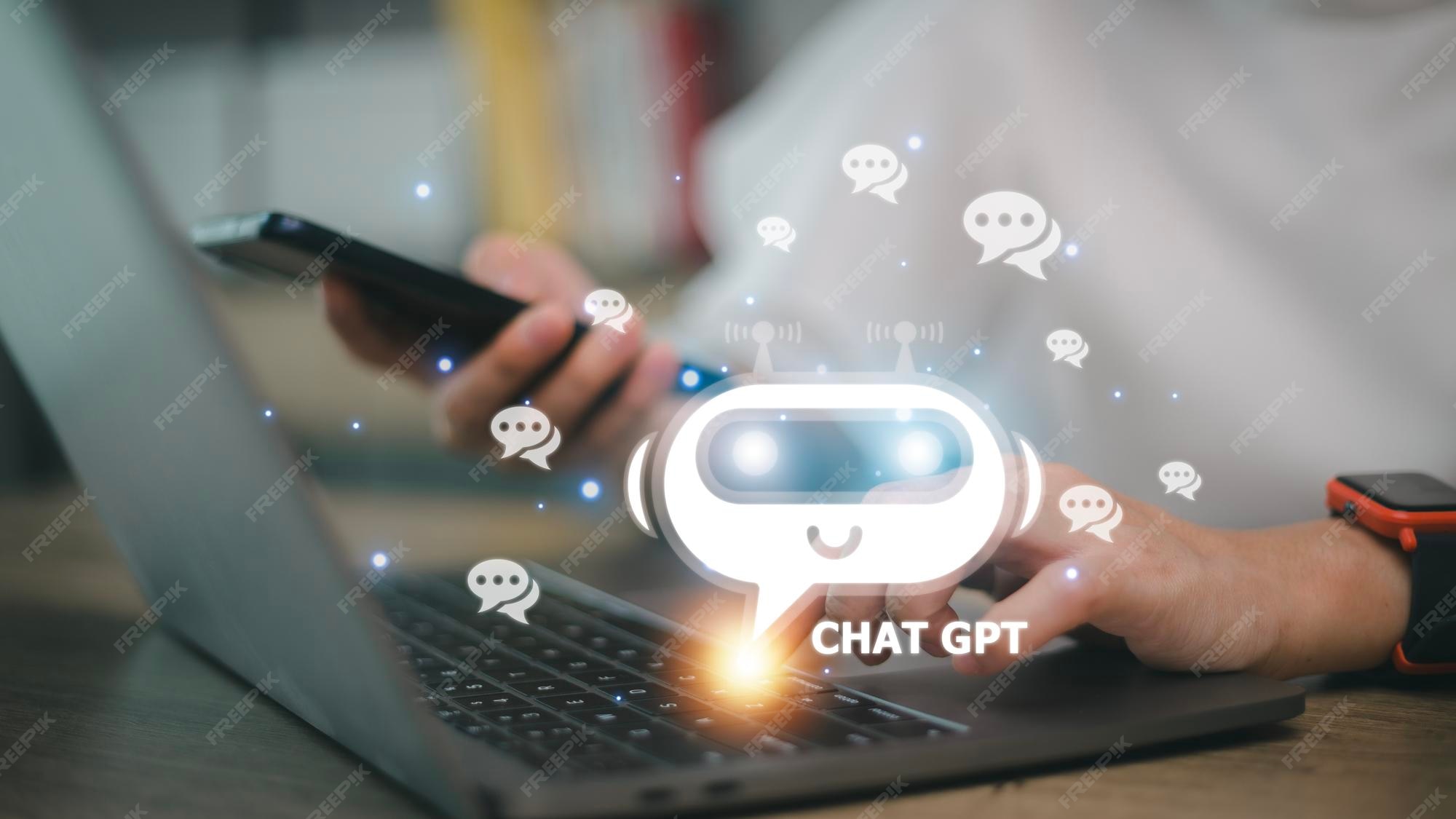 Premium Photo | ChatGPT Chat with AI or Artificial Intelligence woman chatting with a smart AI ...