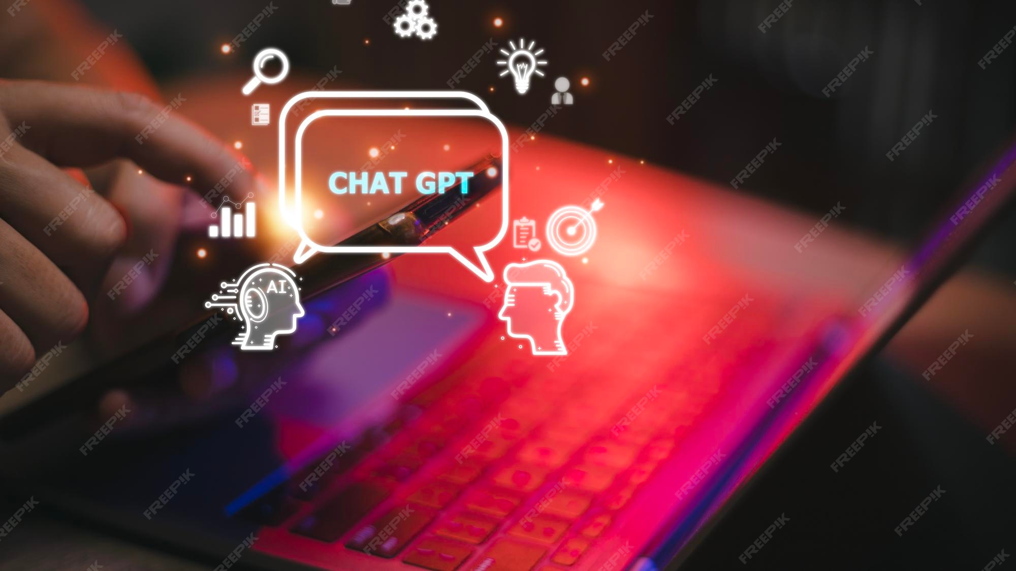 Premium Photo | ChatGPT Chat with AI or Artificial Intelligence woman chatting with a smart AI ...