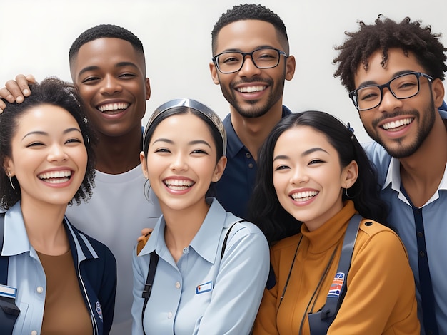 Premium AI Image | Cheerful group of friends Premium AI Image | Cheerful group of friends