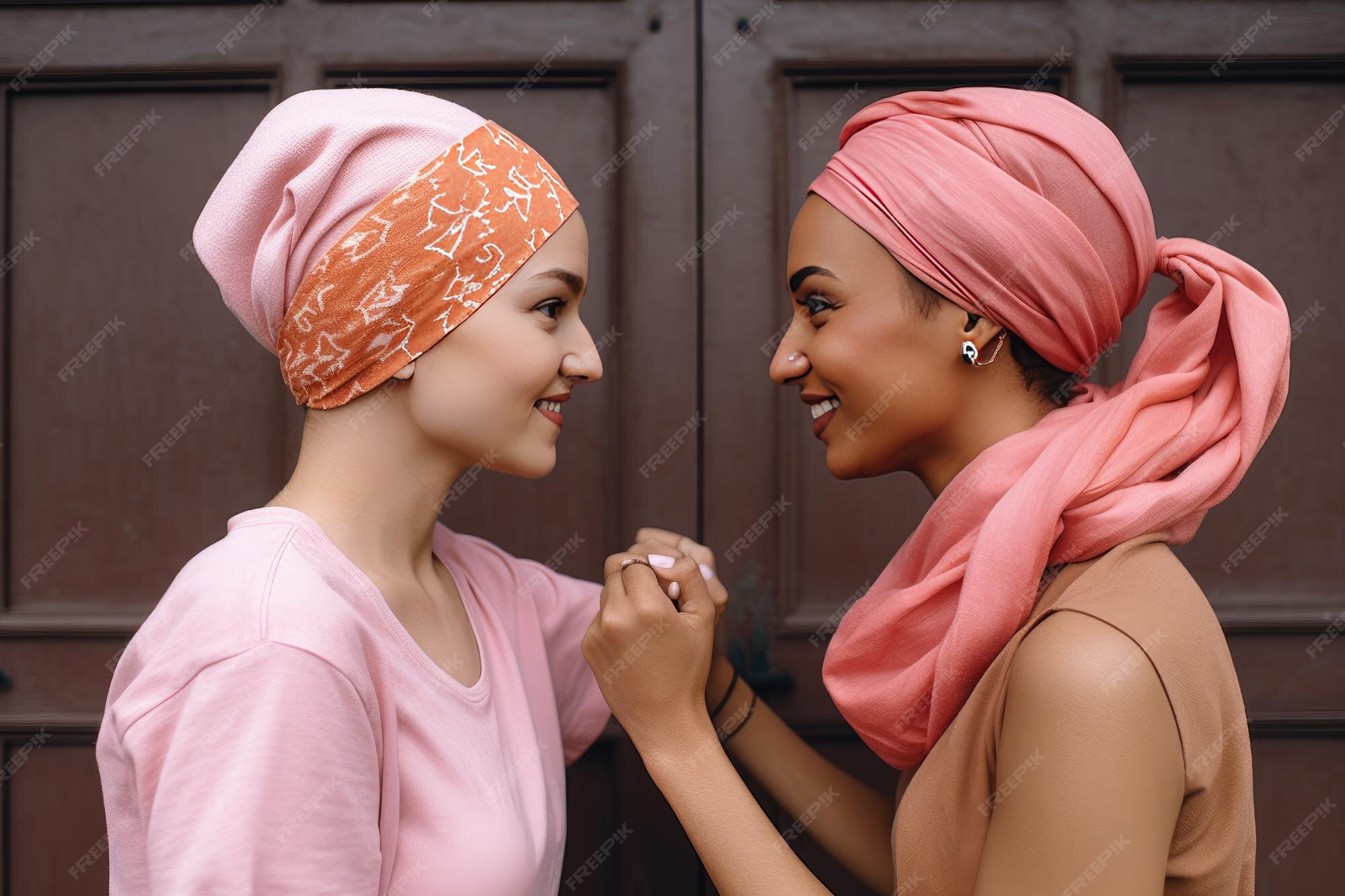 Premium Photo Cheerful Multicultural Women Wearing Pink Headbands Fighting Against Cancer