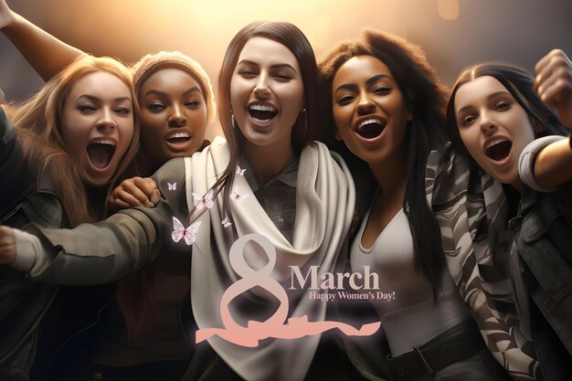 Premium Photo Cheerful Multiracial Women Celebrating Unity And