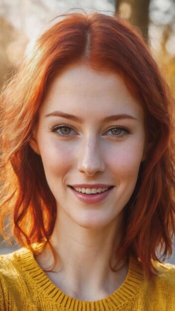 Premium Photo Cheerful Outgoing And Happy Charismatic Redhead Female