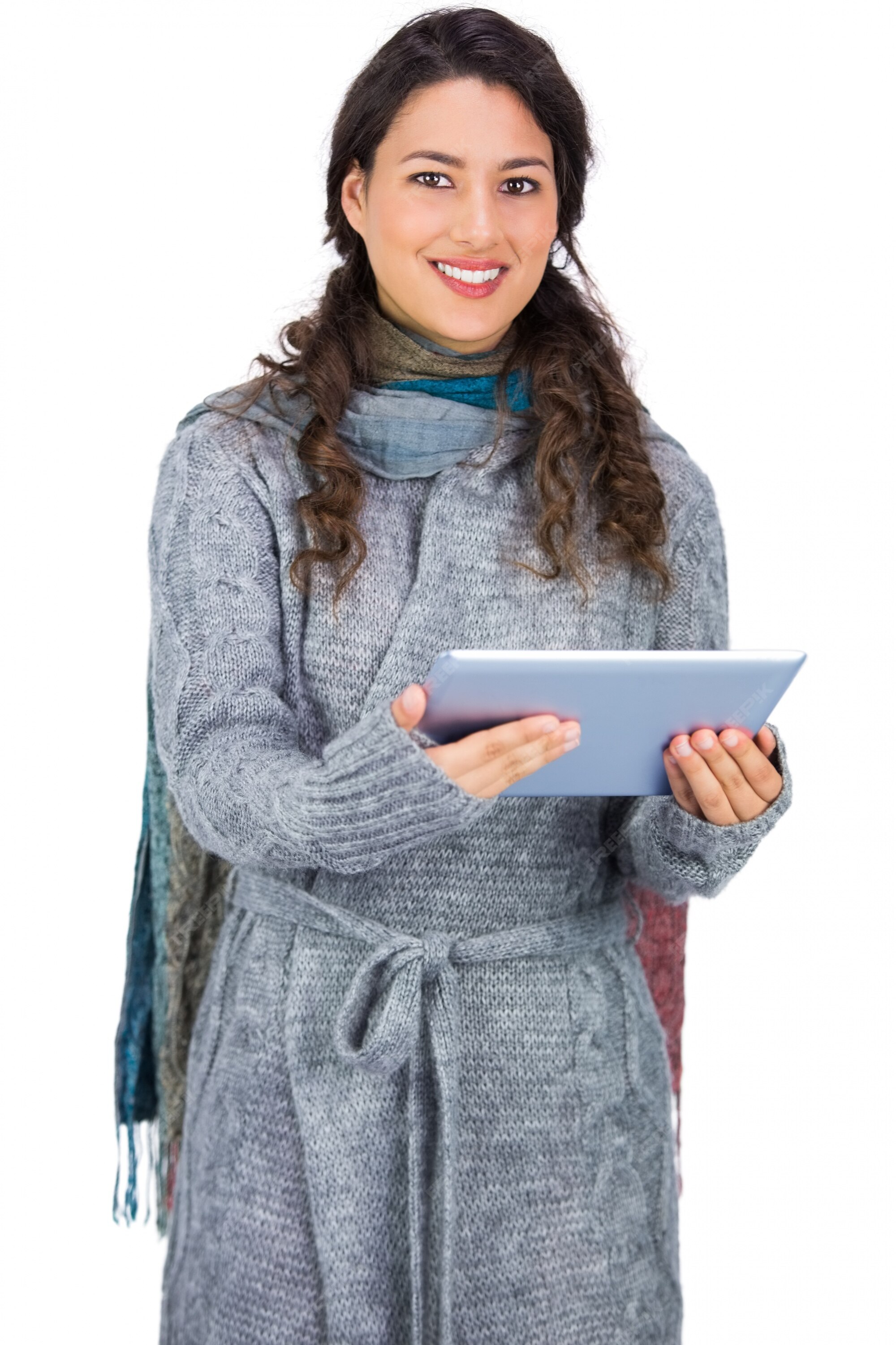 Premium Photo | Cheerful pretty brunette wearing winter clothes holding ... Premium Photo | Cheerful pretty brunette wearing winter clothes holding ...