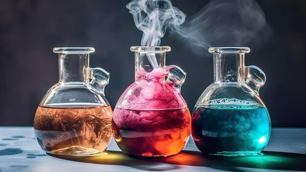 Premium AI Image | Chemistry experiment with Laboratory flasks AI ... Premium AI Image | Chemistry experiment with Laboratory flasks AI ...