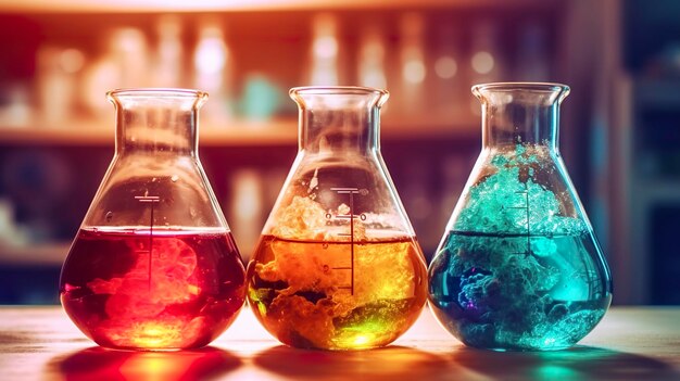 Premium AI Image | chemistry experiment with Laboratory flasks AI ... Premium AI Image | chemistry experiment with Laboratory flasks AI ...