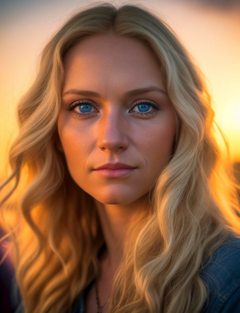 Premium Photo Chica Rubia Joven En Un Festival De Musica Al Atardecer