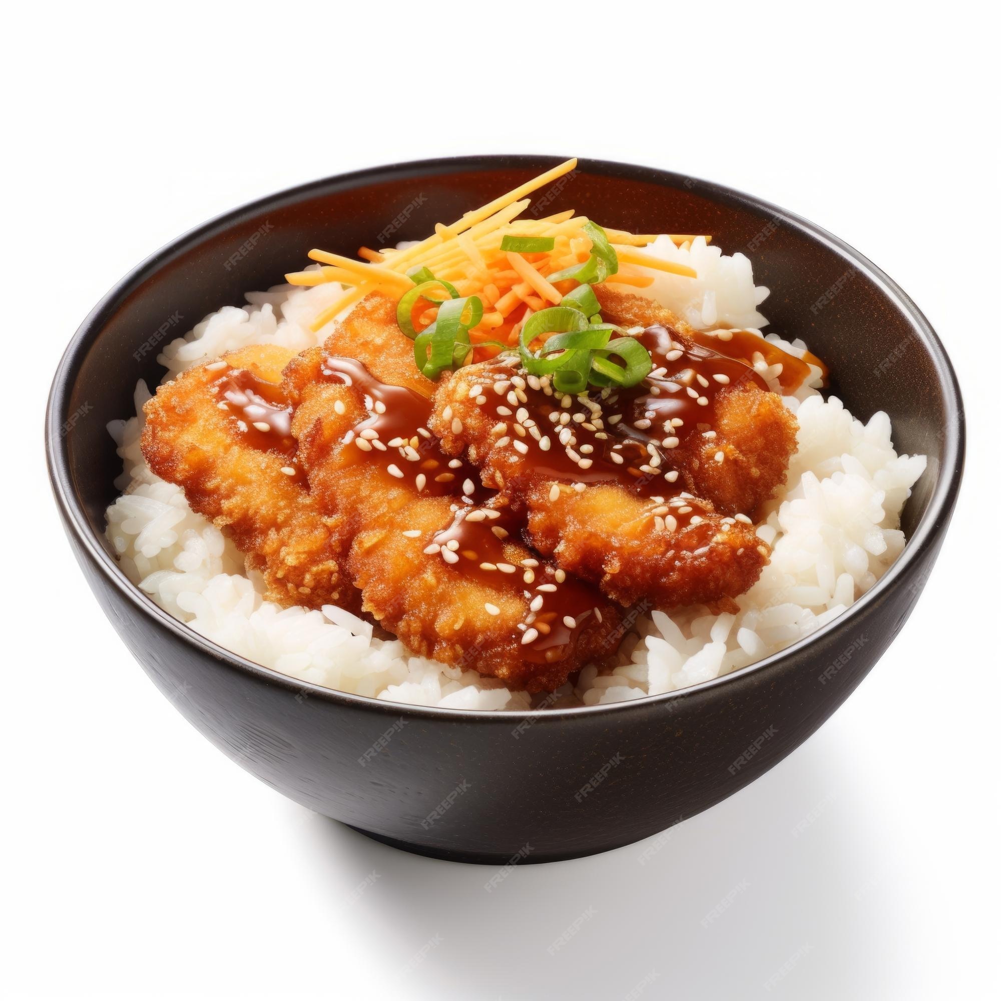Premium Ai Image Chicken Katsu Recipe With Rice In Mini Bowl Isolated On White Background