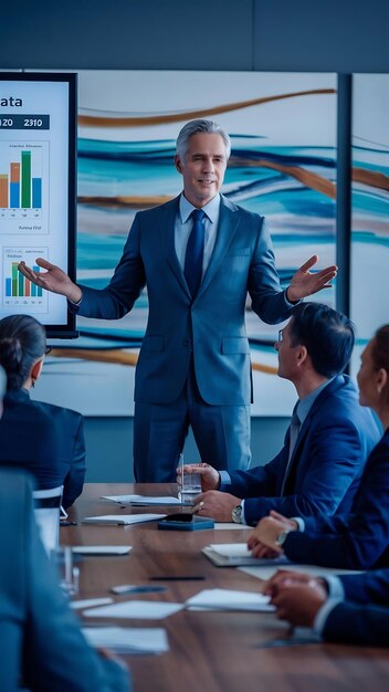Chief operating officer presenting annual data reports in a conference ... Chief operating officer presenting annual data reports in a conference ...