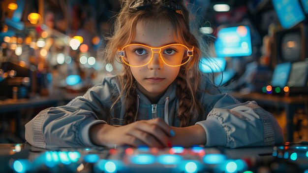Premium Photo | Child creates program for controlling robot on laptop ...