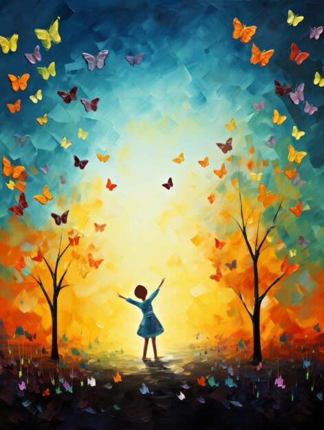 Premium AI Image | Children Chasing Colorful Butterflies in the Garden Premium AI Image | Children Chasing Colorful Butterflies in the Garden