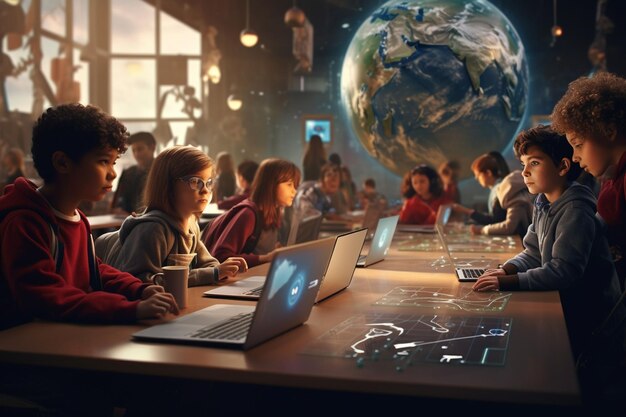 Premium Photo | Children participating in a coding workshop Generative ai Premium Photo | Children participating in a coding workshop Generative ai