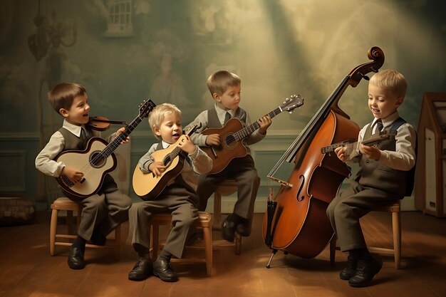 Premium AI Image | Children participating in music classes Premium AI Image | Children participating in music classes