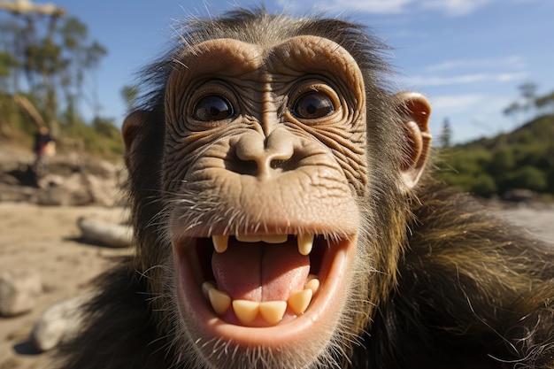 Premium AI Image | chimpanzee selfie Premium AI Image | chimpanzee selfie