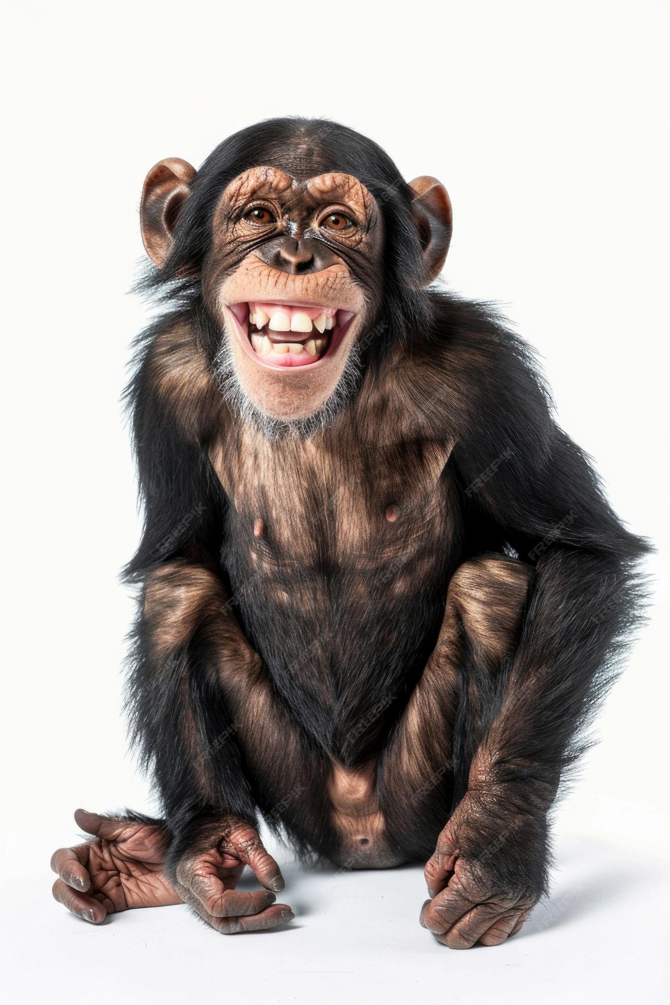 Premium Photo | A chimpanzee with a big grin looking tickled isolated ... Premium Photo | A chimpanzee with a big grin looking tickled isolated ...