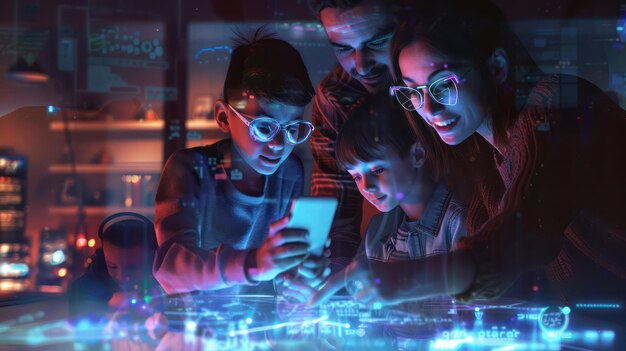 Chinese family interacting with smart AIpowered device smart home ... Chinese family interacting with smart AIpowered device smart home ...