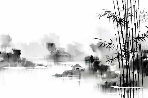 Premium AI Image | Chinese style abstract bamboo forest snow mountain ... Premium AI Image | Chinese style abstract bamboo forest snow mountain ...