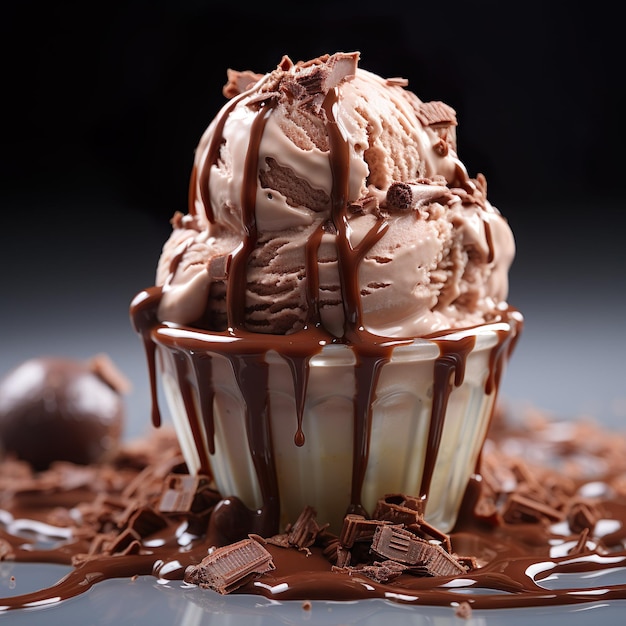 Premium AI Image | Chocolate Ice Cream Scoop Premium AI Image | Chocolate Ice Cream Scoop