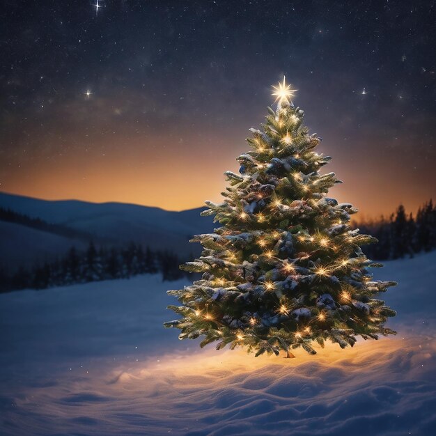 Premium AI Image | Christmas tree starry night Christmas eve Premium AI Image | Christmas tree starry night Christmas eve