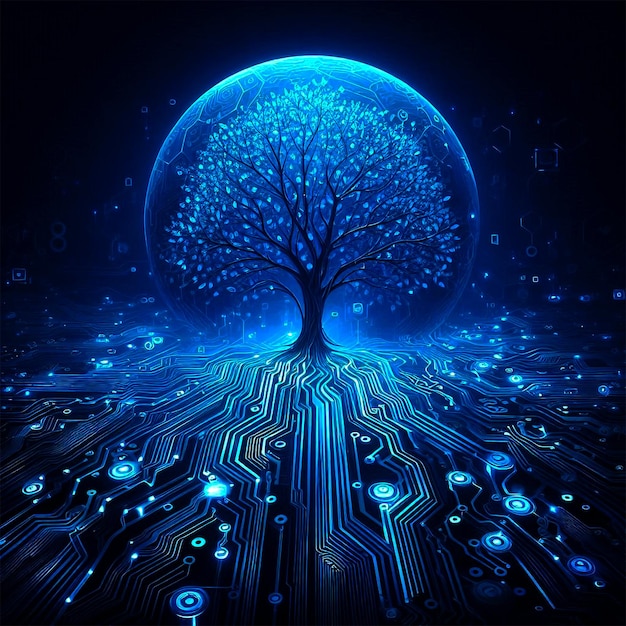 Circuit board tree technological design for ecology concept | Premium ... Circuit board tree technological design for ecology concept | Premium ...