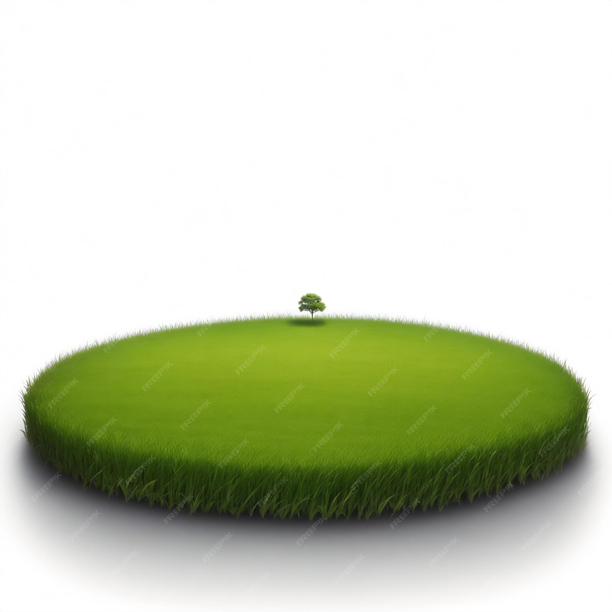 Premium Ai Image Circular Grass Patch Floating On White Background