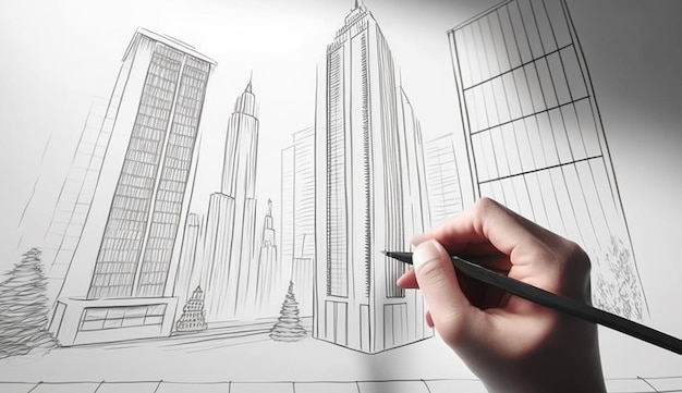 Premium Photo | City pencil sketch generative ai Premium Photo | City pencil sketch generative ai