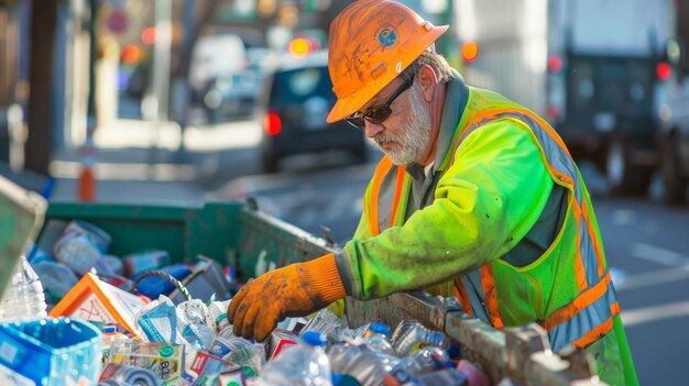 Premium Photo | City worker sorting recyclables from collected trash Premium Photo | City worker sorting recyclables from collected trash