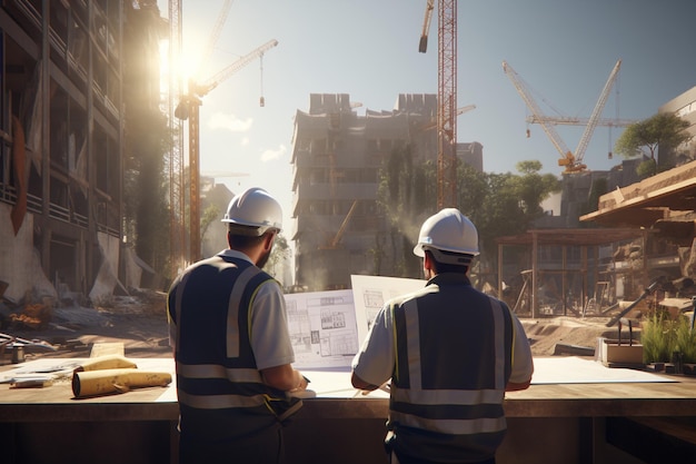 Premium AI Image | Civil engineers supervising construction Premium AI Image | Civil engineers supervising construction