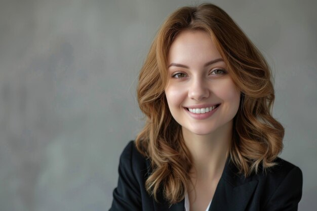 Premium Photo | Classic studio portrait of smiling positive business woman Premium Photo | Classic studio portrait of smiling positive business woman